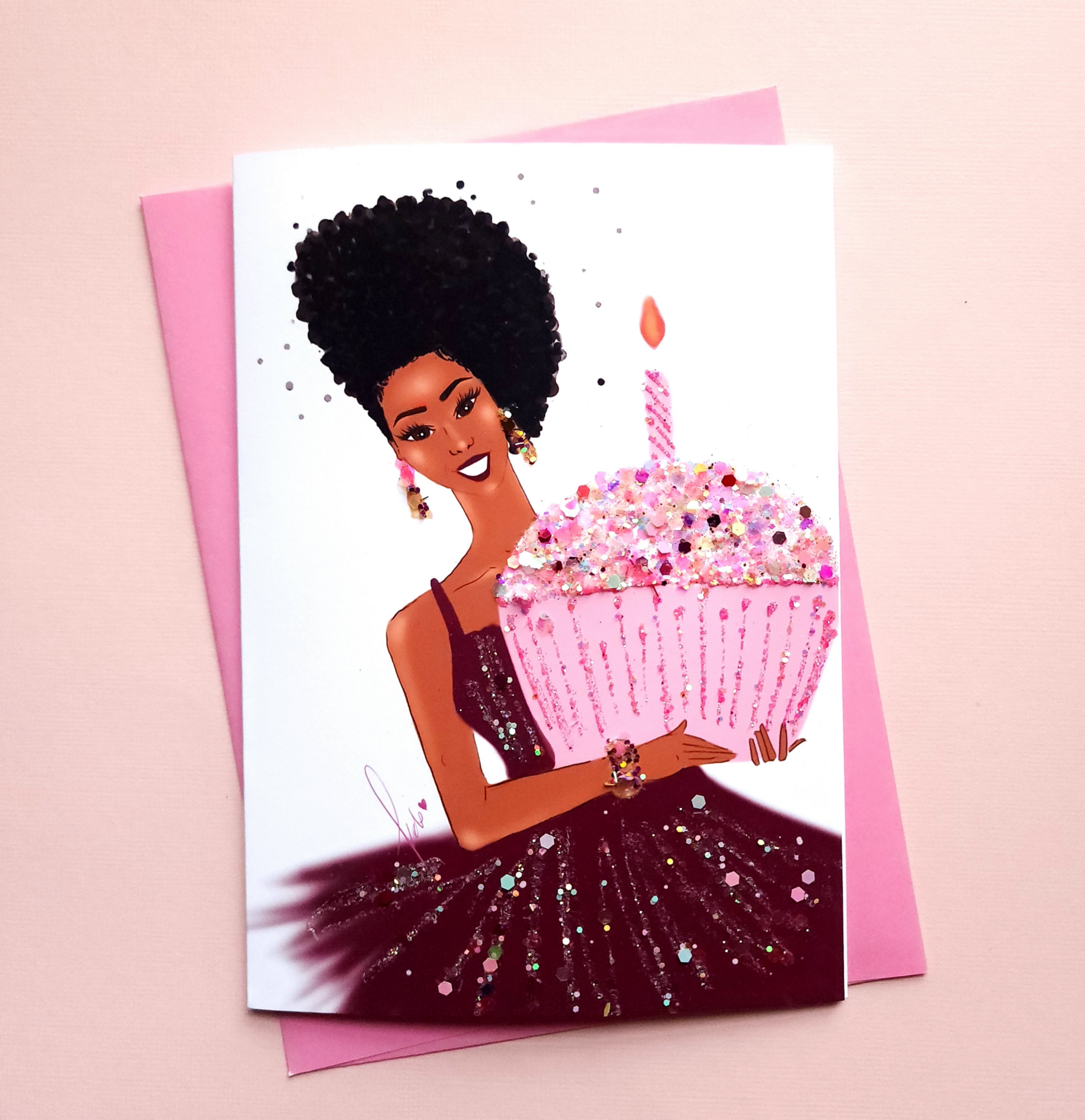 Woman w/Cupcake - Birthday Card – Keliah Dyann